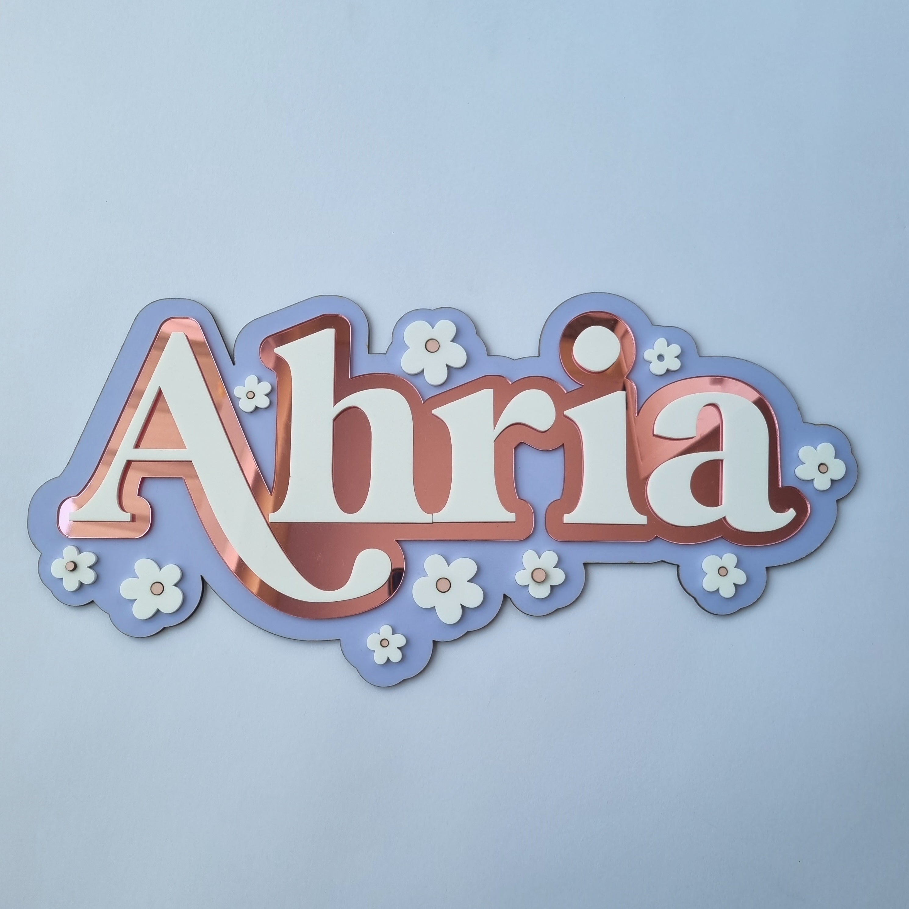 3 LAYER NAME PLAQUES WITH FLOWER – LAND FOR KIDS