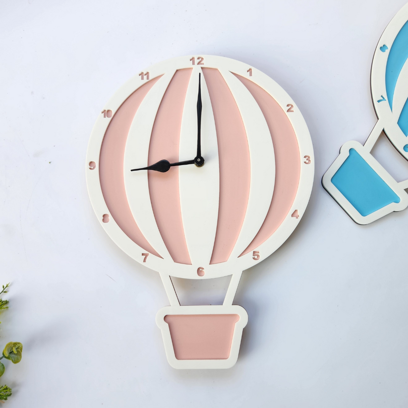HOT AIR BALLOON CLOCK- PINK – LAND FOR KIDS