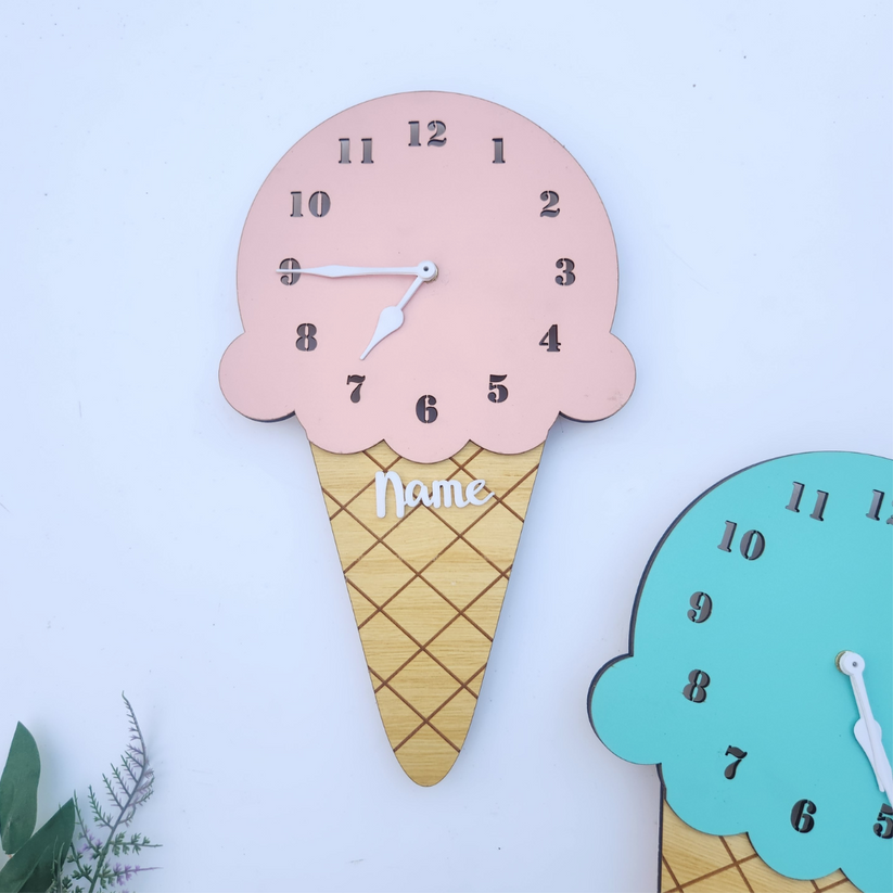 ICE CREAM CLOCK - PINK – LAND FOR KIDS